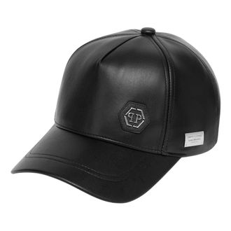 Philipp Plein unisex, Accessoires, Noir, Taille: ONE Size Eco Leather Cap Hexagon