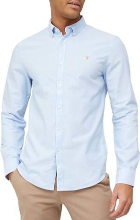 Farah Brewer Slim Fit Cotton Oxford Shirt Chemise, Bleu Ciel, XL Homme