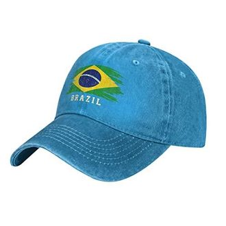 Generic YINGD Casquette de baseball br&eacute;silienne r&eacute;glable avec drapeau du Br&eacute;sil, chapeau de soleil unisexe respirant, 652, taille unique