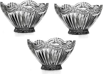 Cristalica Schale Oval Eisschale Konfektschale aus Bleikristall 3er Set 11,5cm