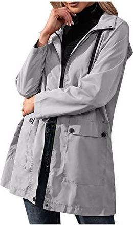 Generic Vestes de pluie pour femmes, manteau coupe-vent, coupe-vent, pluie l&eacute;g&egrave;re 2026, gris, L