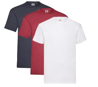 Fruit Of The Loom Valueweight T-Shirt Diverse Farbsets S M L XL XXL 3XL 4XL 5XL (3XL, 1x Deep Navy + 1x Dunkelrot + 1x Weiss + 1HL Kauf Notizblock)