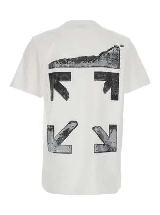 Off-white Mens Crew Neck T-Shirt White Cotton T-Shirts And Polos