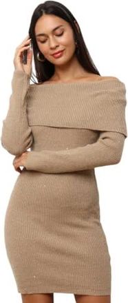 La Modeuse Robe pull &agrave; col bardot et sequins