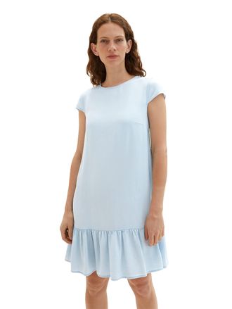 Tom Tailor Damen 1038424 Jeanskleid mit Volant, 10110-Blue Denim, 38