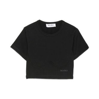 The Attico Femme, Tops, Noir, Taille: 38 FR T-shirt court imprim&eacute; logo