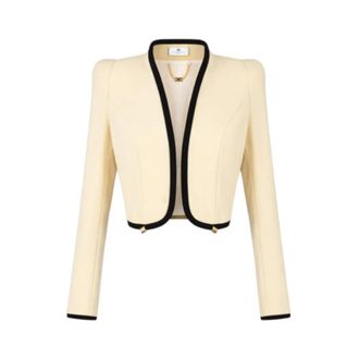 Elisabetta Franchi Leichte Cr&ecirc;pe-Jacke mit 3D-Paspelierung - - Jackets - Damen - Gelb - S