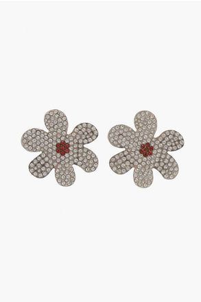 Marni Rhinestoned FLOWER Clip Earrings size Unica