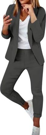 Generic Tenue 2 pièces habillée pour femme, ensemble blazer confortable pour femme, tenue de travail décontractée, tenue de sortie dautomne, survêtement de co