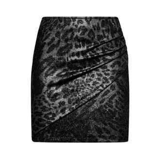 Silvian Heach Minirock mit drapierten Details und Animal-Print - - Skirts - Damen - Schwarzk - 2XS