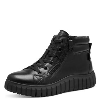 Tamaris Comfort Damen Sneaker hoch aus Leder mit Rei&szlig;verschluss, Schwarz (Black), 38 EU