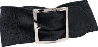 AnnaMatoni Damen Hüftgürtel in Premium Nappa Leder Feinporig mit Metall Dorn Schließe in Silber 8cm breit sehr weiches echt Leder Damen Ledergürtel (Marine 490, 