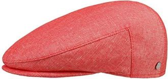 Lierys Casquette Plate en Lin Inglese Homme - Made in Italy Gavroche avec visière, Doublure Printemps-été - 57 cm Rouge