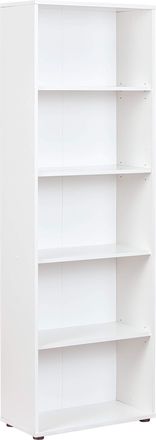 Inter Link SAS B&uuml;cherregal Standregal 5 F&auml;cher H&ouml;henverstellbare B&ouml;den Holzregal Wohnzimmer Arbeitszimmer B&uuml;ro Arco 4 Masse in cm T: 30 x B: 60 x H: 180 Farbe Wei&szlig;