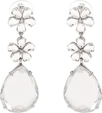 Self Portrait Femme, Accessoires, Gris, Taille: ONE Size Boucles doreilles &agrave; fleurs de cristal &eacute;tag&eacute;es