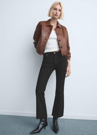 Mango Jean Sienna flare crop black denim - Femme - 32 - MANGO
