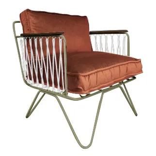 Honor&eacute; Fauteuil Croisette fer brun epoxy, velours Honor&eacute;