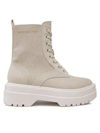 Tommy Hilfiger Schn&uuml;rstiefeletten Feminine Essential Canvas FW0FW07357 Beige