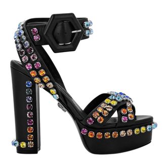 Philipp Plein Femme, Chaussures, Multicolore, Taille: 37 EU Sandales &agrave; talons hauts avec cristaux