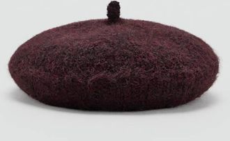 Mango B&eacute;ret laine m&eacute;lang&eacute;e bordeaux - Femme - Taille unique - MANGO