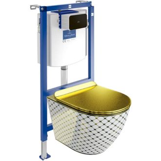 Domino Villeroy&boch wc Set mit Vorwandelement, Wand-WC und Sp&uuml;lknopf
