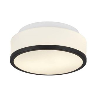 Searchlight Searchlight Cheese Salle De Bains IP44 2 Lumi&egrave;res Encastr&eacute;es, Abat-Jour En Verre Blanc Opale, Garniture Noir Mat Dia 23Cm IP44