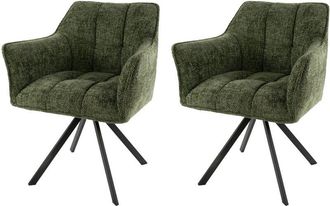 M&S Collection Lot de 2 fauteuils repas pivotants en tissu textur&eacute; vert - JORDI