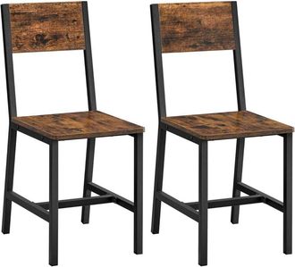 Vasagle Vasagle - Lot de 2 chaises salle &agrave; manger - Cadre en acier noir - Assise en bois marron rustique - Design ergonomique - Hauteur dassise 45,4 cm