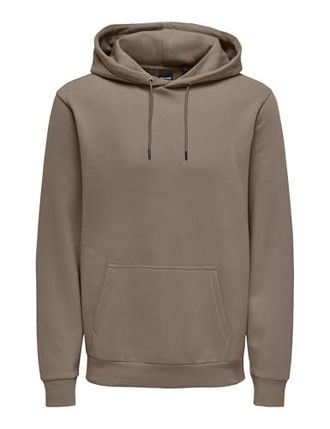 Only & Sons Pull à Capuche pour Hommes O&S Pull Doux à Capuche Sweat-Shirt de Base ONSCERES, Couleurs:Marron-2, Taille Chandail:XL