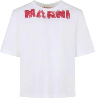 Marni Homme, Tops, Blanc, Taille: L Brushed Logo T-Shirt