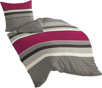 BIERBAUM Bettwäsche 4630, Fein-Biber, Designed in Germany, himbeer 19, 155x220 + 80x80 cm, Komfortgröße