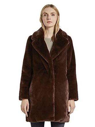 Tom Tailor Manteau En Fausse Fourrure Doux Femme, Shaved Choco Brown, L