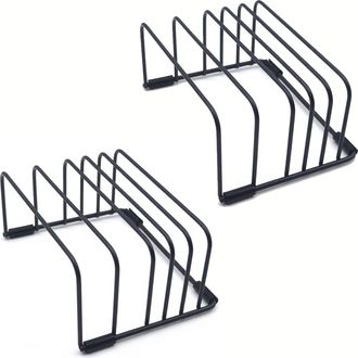 Generic 5-fach Schneidebrett - Metall, rutschfest, schwarz, zur Aufbewahrung von Tabletts, Backblechen und Geschirr, 2er Set, K&uuml;chenorganisation