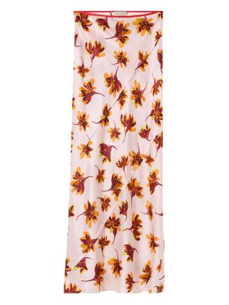 Lee Mathews jupe longue Franz &agrave; fleurs - Rose