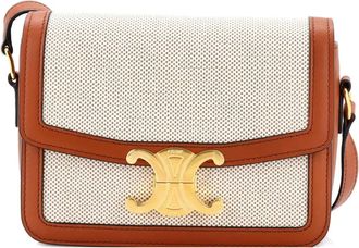 Celine Triomphe Shoulder Bag Canvas with Leather Teen crossbody bag - Nude