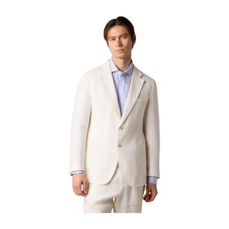 Brooks Brothers Homme, Costumes, Blanc, Taille: XL Plain Linen Blazer