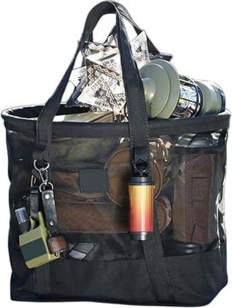 Generico Sac de plage en maille, sac de plage en maille,Sac en maille transparente pour femmes - Accessoires de v&ecirc;tements de vacances rapides r&eacute;sistants au sab
