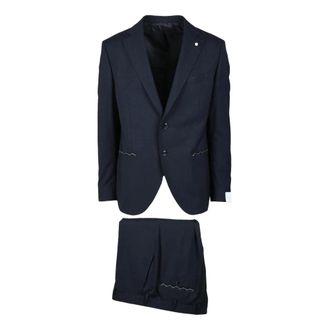 Luigi Bianchi Mantova Herren Woll Leinen Anzug - - Suits - Herren - Blau - XL