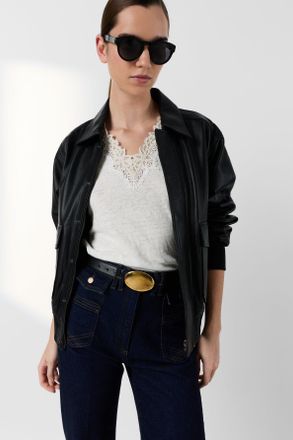 Gerard Darel T-shirt en lin &agrave; broderies - MAEVANELLE - Ecru