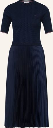 Tommy Hilfiger Strickkleid Im Materialmix Mit Plissees blau