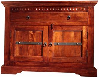 Massivmoebel24 Eckkommode Akazie 107x54x80 nougat lackiert oxford 505