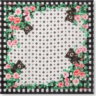 Moschino Foulard en soie imprim&eacute; Moschino Teddy Bear - Noir