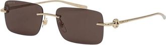 Gucci Rechteckige Sonnenbrille - - Accessories - Herren - Gelb - 55 MM