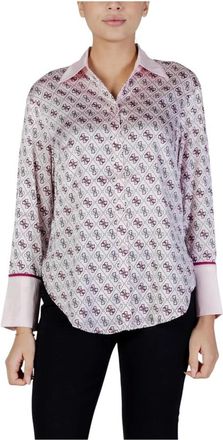 Guess Femme, Blouses et Chemises, Rose, Taille: 40 FR Chemise boutonn&eacute;e &agrave; manches longues imprim&eacute;e avec col classique