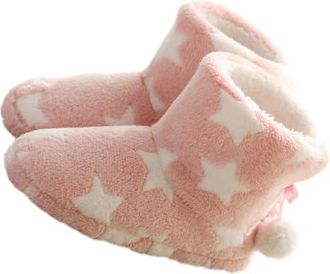 IFUNDOM UPKOCH Bottines DHiver pour Femme en Tissu Coton Doublure Peluche Chaude Semelle Antid&eacute;rapante Motif &Eacute;toile Taille L Bottes Chaudes Confortables pour 