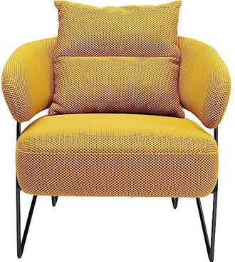 Kare Design Design Sessel Peppo, Gelb, Stabiler Sessel mit Armlehne für Wohnzimmer, 200kg max. Belastbarkeit, Gepolstert, Stahl Beine, Lounge Sessel für Office, 7