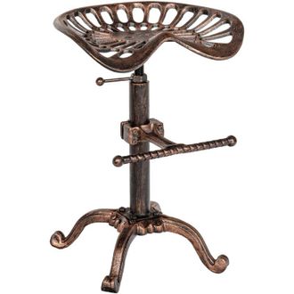 Clp Tabouret de bar industriel en m&eacute;tal peint - Hauteur r&eacute;glable 56-74 cm - Assise ergonomique en fonte - Repose-pieds ajustable