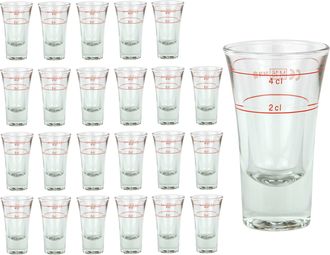 Van Well 24er Set Schnapsglas DUBLINO mit Eichstrich, 2 cl + 4 cl in Einem, doppelt-geeichtes Spirituosenglas mit Füllstrich, Double Shot Glas, Stamper, hochgl