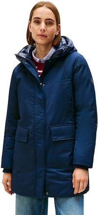 Tommy Hilfiger Parka Femme Padded Nylon avec Capuche, Bleu (Dark Night Navy), L