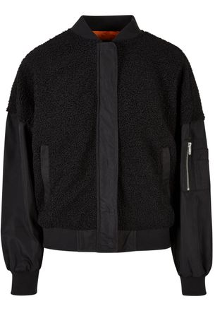 Urban Classics Damen Ladies Oversized Sherpa Mixed Bomber Jacket Jacke, Schwarz, S EU